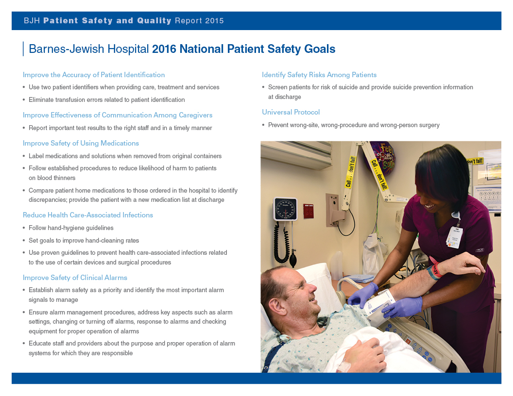 2016 Patient Safety Goals | Patient Safety & Quality Report | Barnes ...